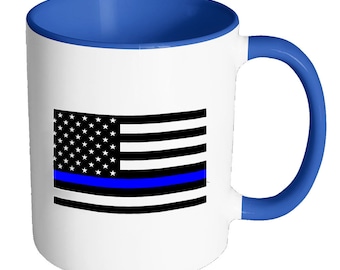 Thin Blue Line Coffee Tea Mug Police Law Enforcement | Etsy