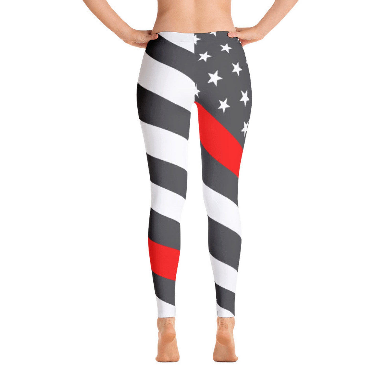 Womens | Thin Red Line | Leggings | American Flag | Firefighter Gifts ...