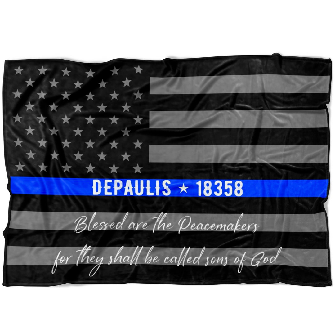 Personalized Blessed Are the Peacemakers Thin Blue Line American Flag ...