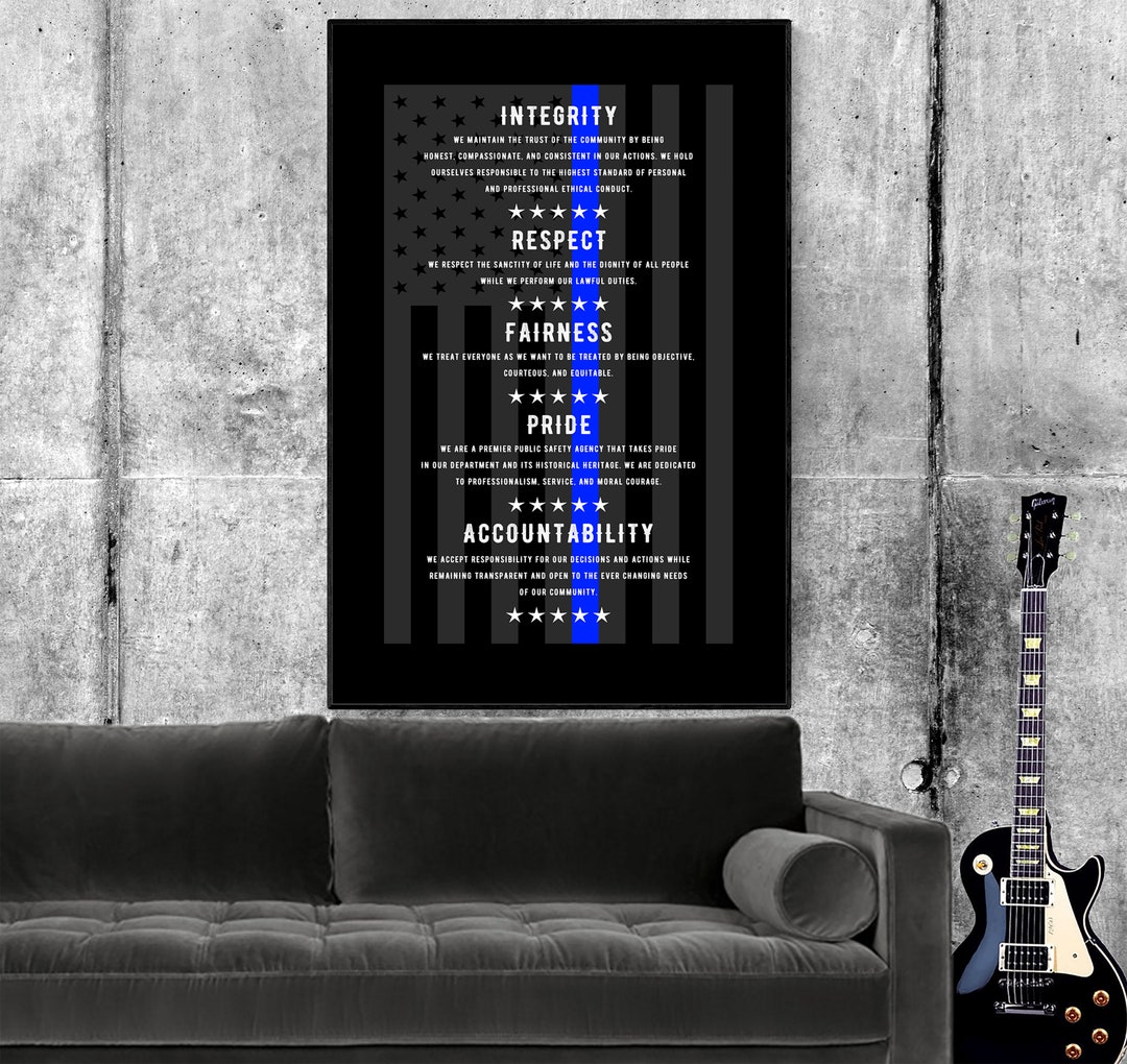 Custom | Integrity Oath | Thin Blue Line | American Flag | Canvas Wall ...