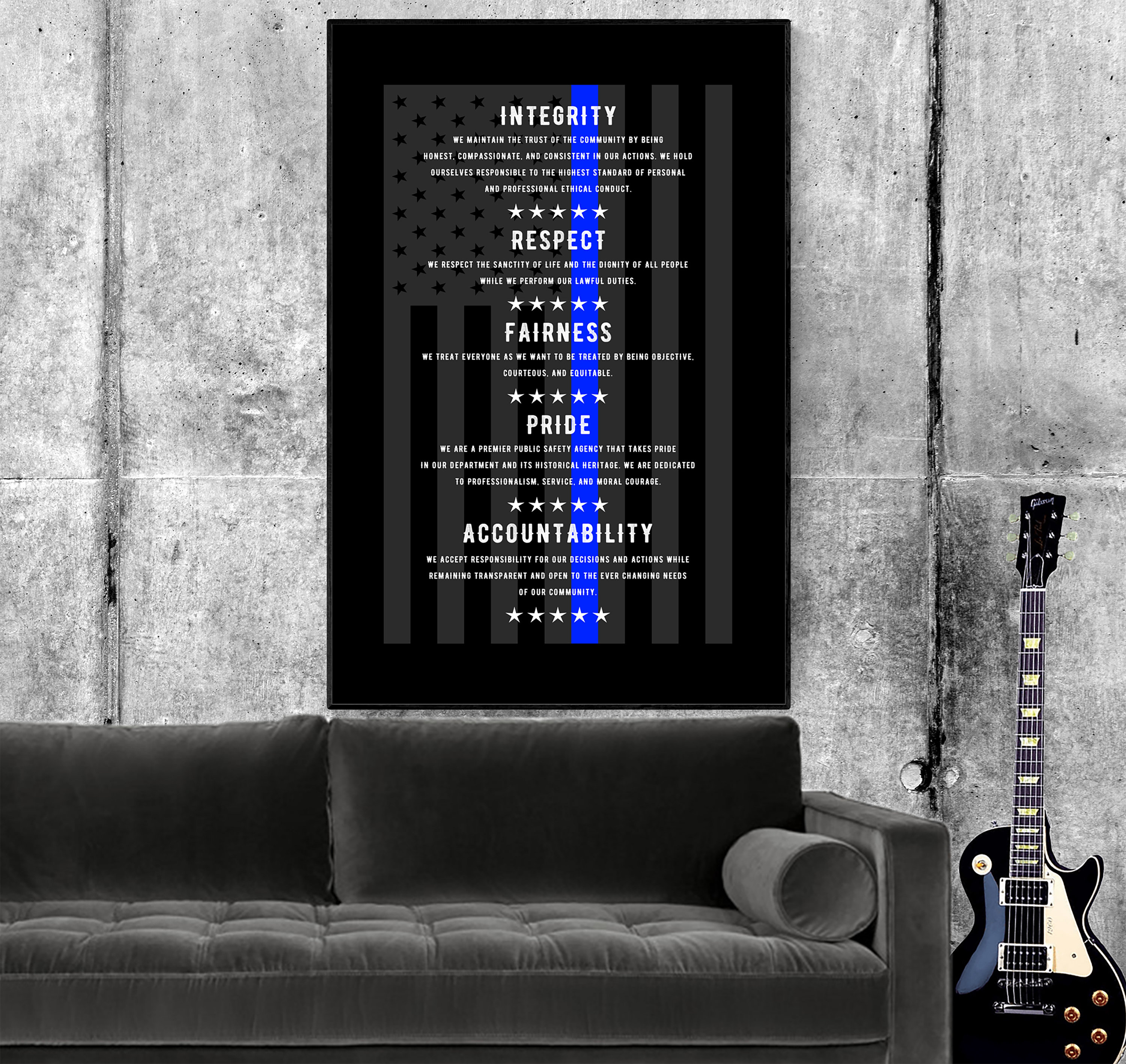 Custom | Integrity Oath | Thin Blue Line | American Flag | Canvas Wall ...