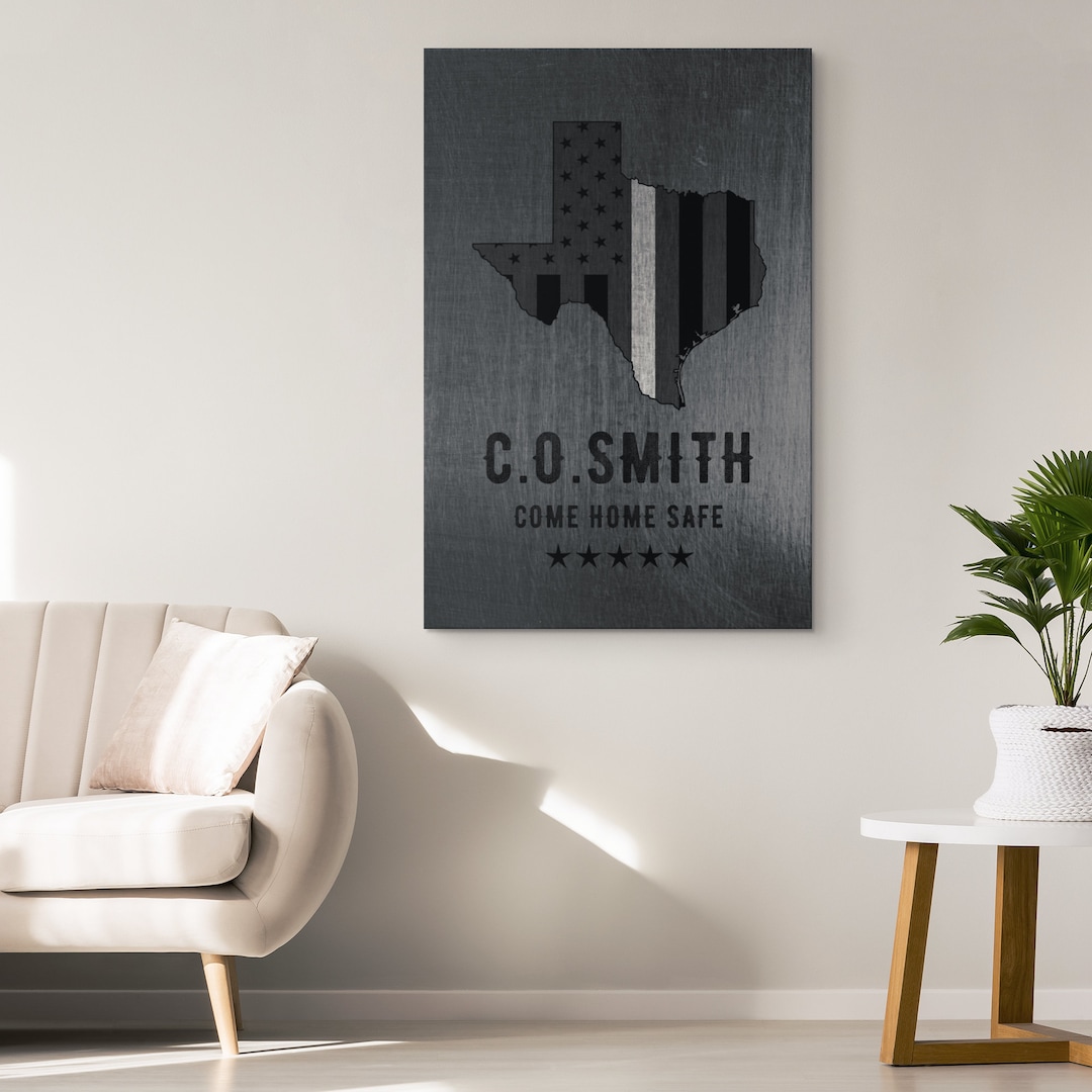 Personalized Corrections Texas Thin Grey Line American Flag Canvas ...