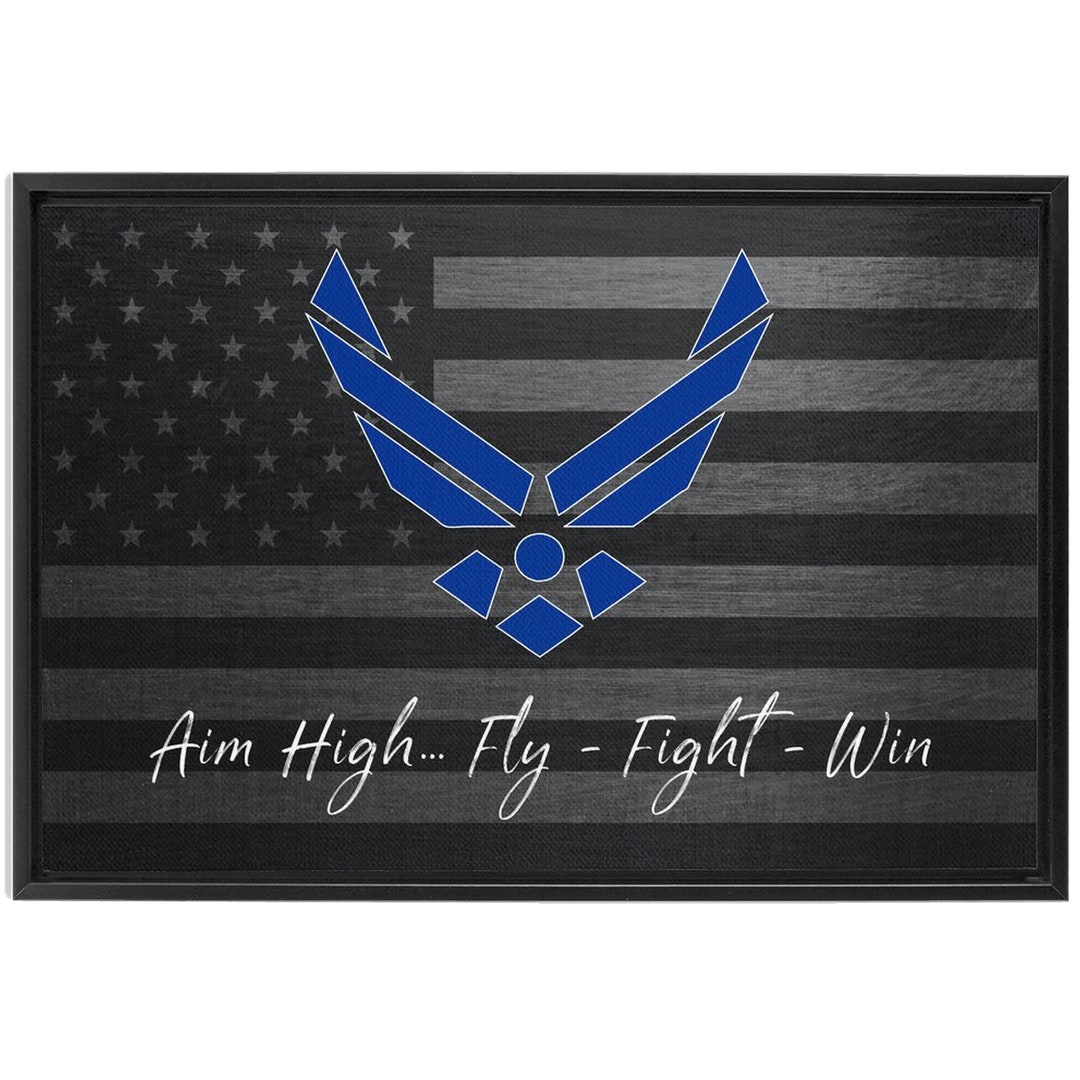 Aim High Fly Fight Win USAF United States Air Force Framed Canvas Wrap ...