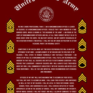 NCO Creed Canvas - US Army Non-commissioned Officer - Etsy