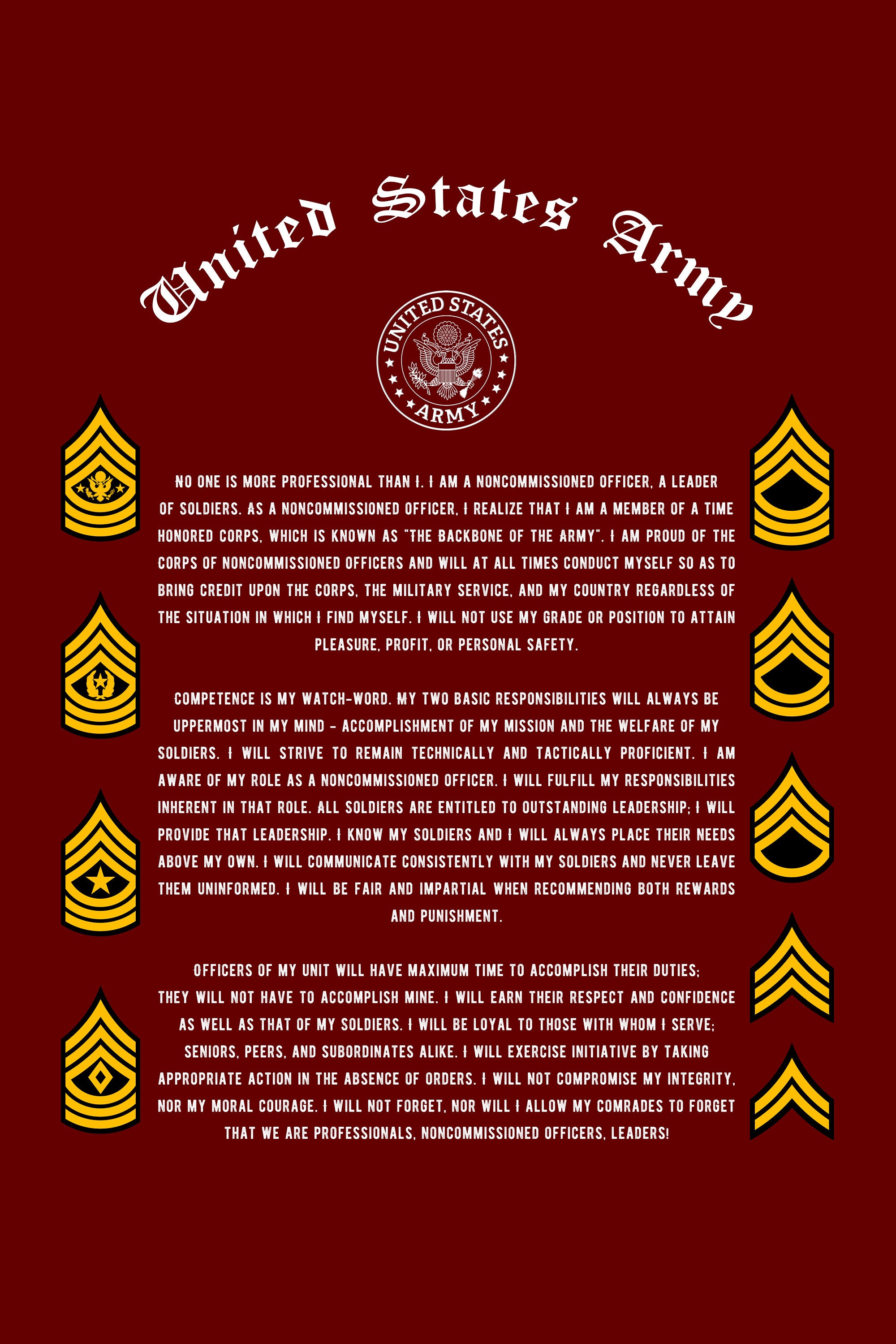 NCO Creed Canvas - Etsy