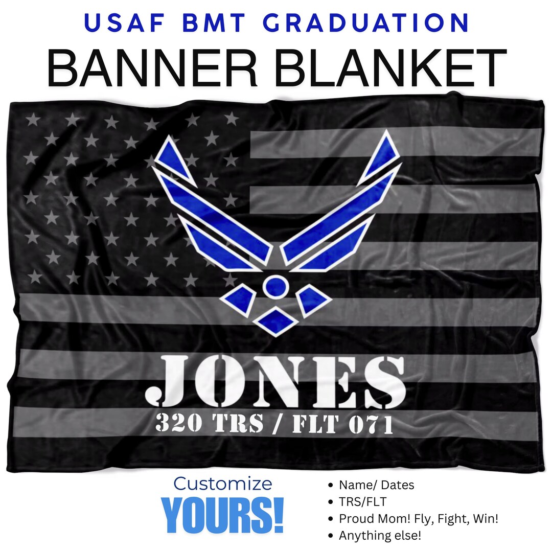 Personalized Air Force Graduation Banner Sherpa Blanket| American Flag ...