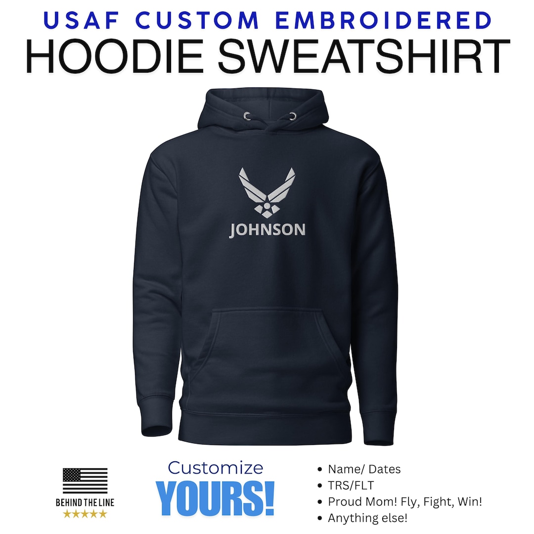 Personalized Air Force Hoodie Sweatshirt | Embroidered | Air Force ...