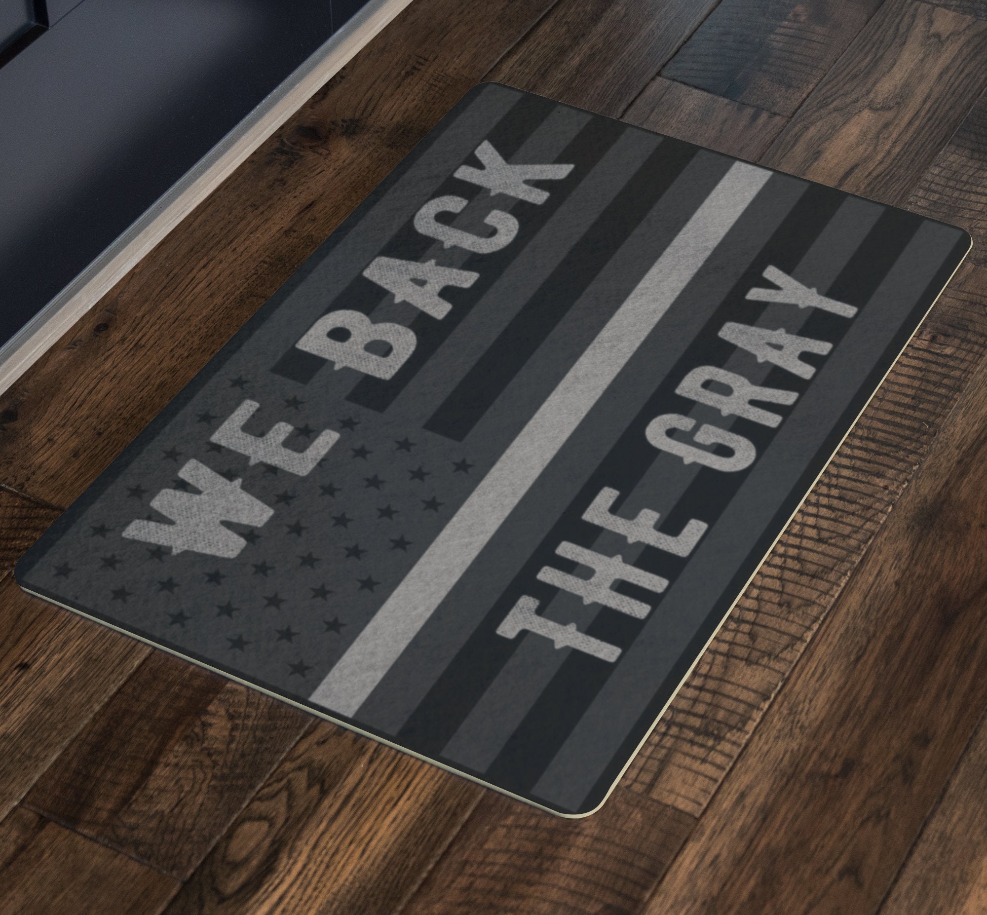 We Back The Gray Thin Gray Line Thin Silver Line Doormat | Etsy