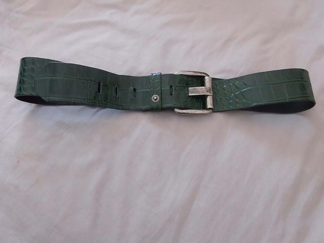 Vintage Leather Green Belt / 90's Real Leather Green Belt Size 90 - Etsy