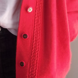 Vintage Angora and Lambswool Red Bomber Cardigan / 80's Angora Bright ...