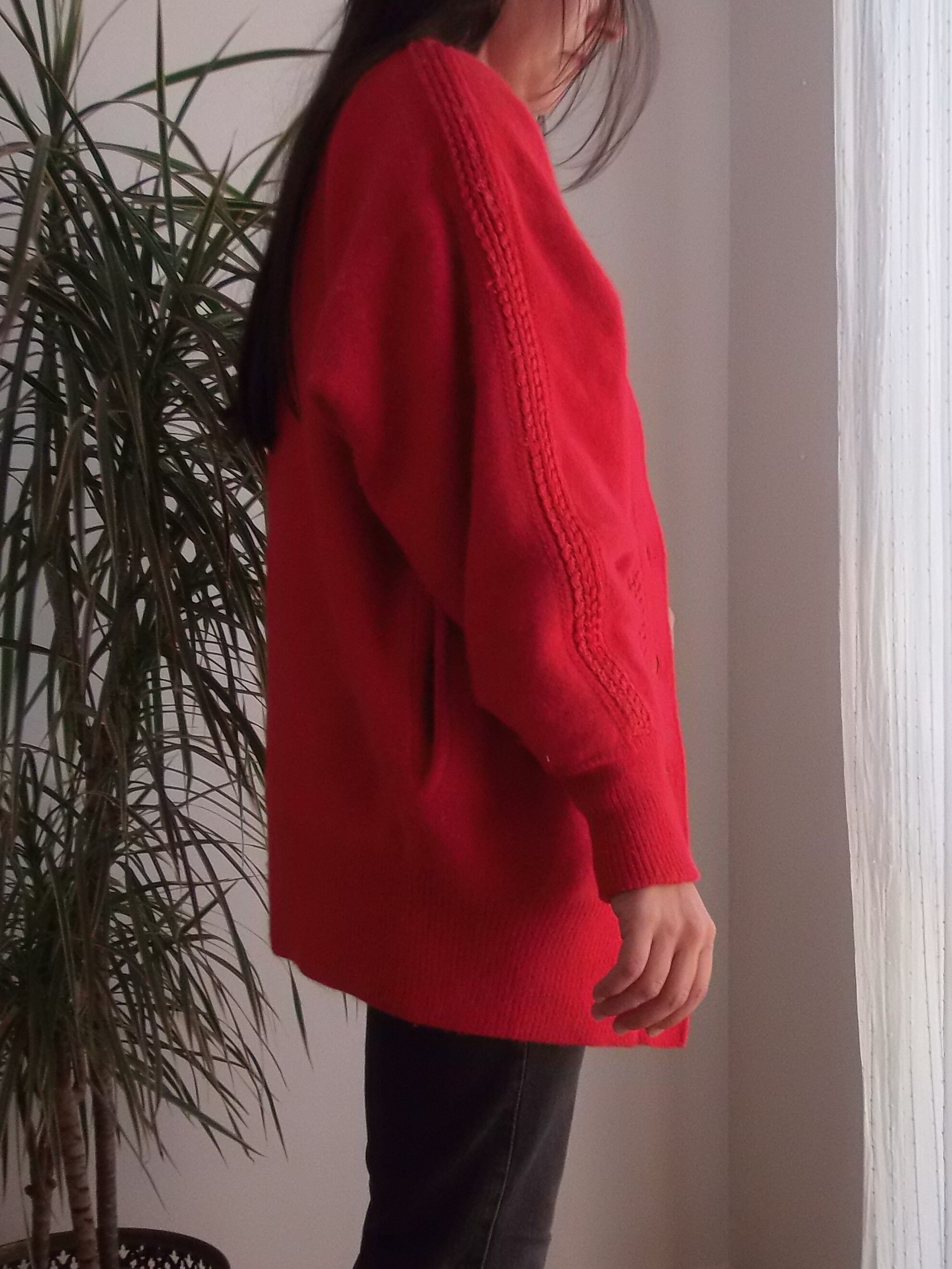 Vintage Angora and Lambswool Red Bomber Cardigan / 80's Angora Bright ...