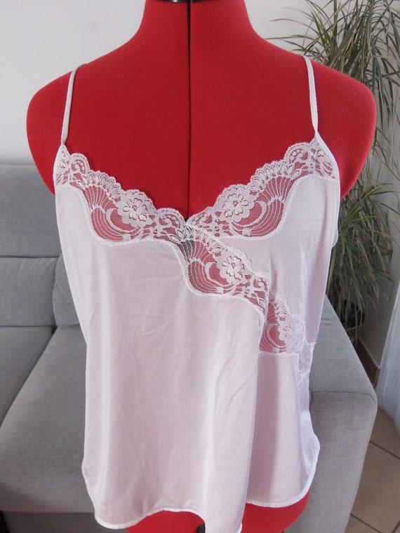 Vintage lingerie lace top / 90's slip satin lace top - Gem