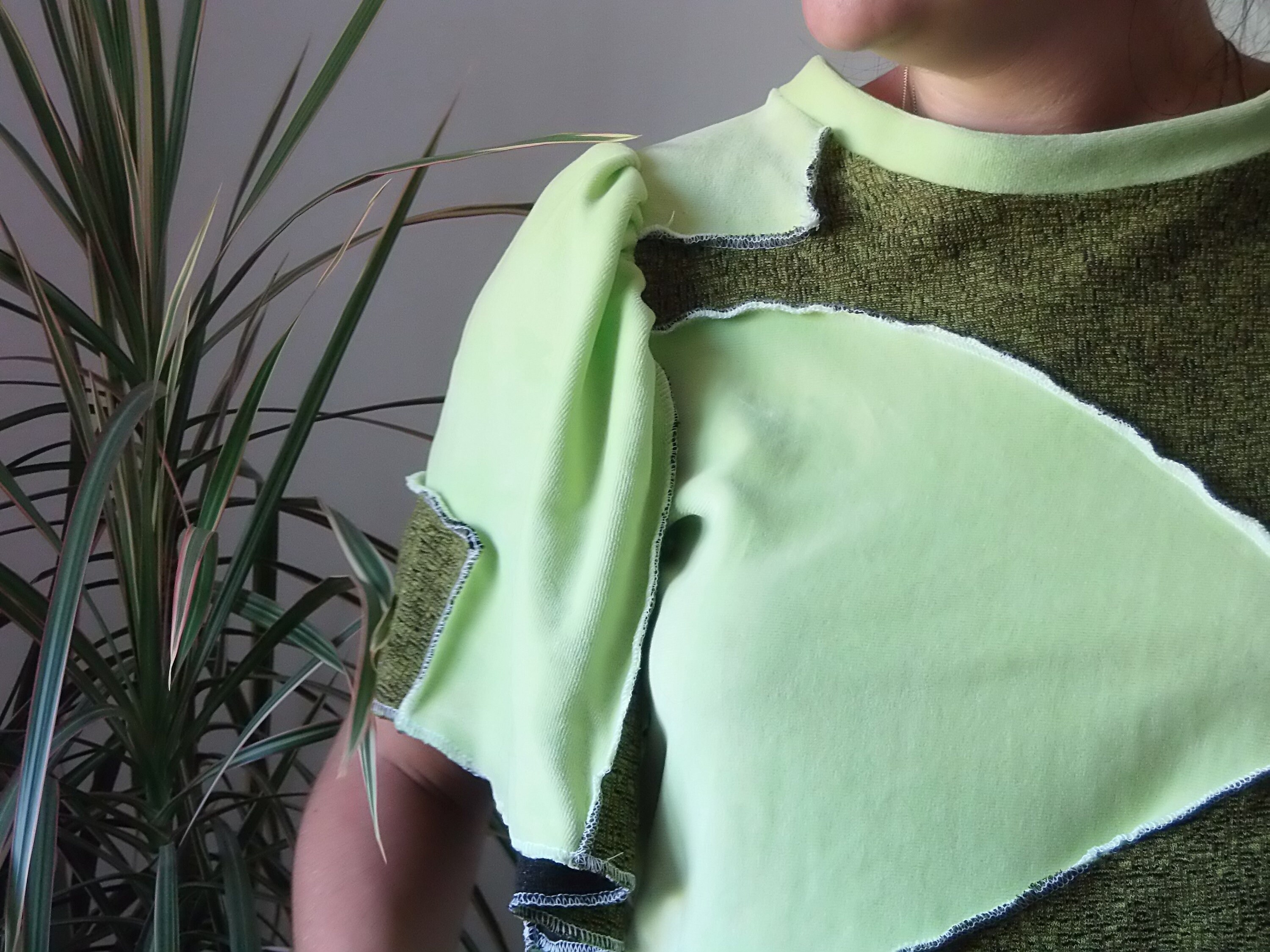 Handmade Patchwork Flowy Sleeves Neon Yellow and Green / Sustainable ...
