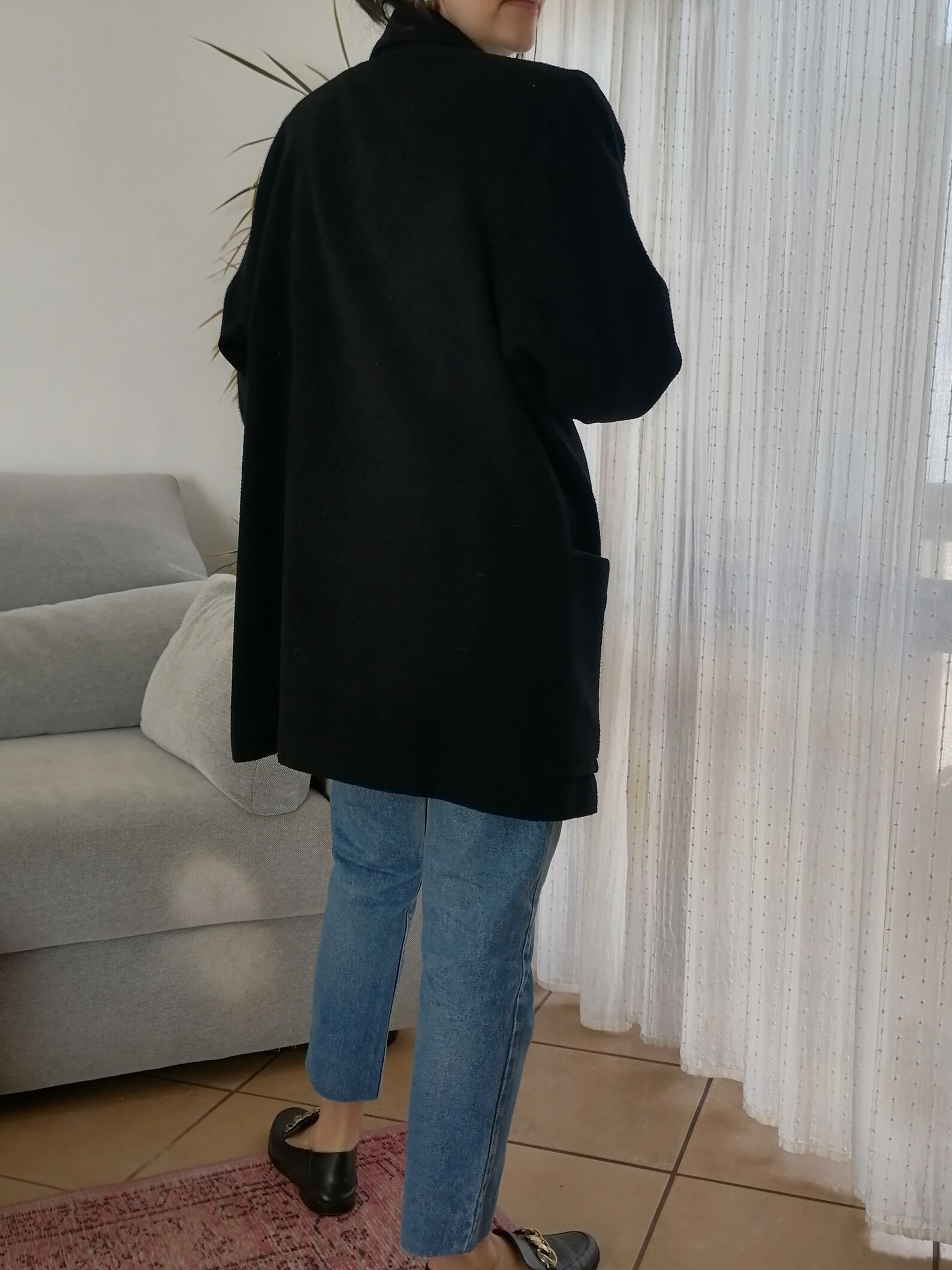 Vintage 100% Wool Oversize Shoulder Pads Coat / 80's Black Blazer ...