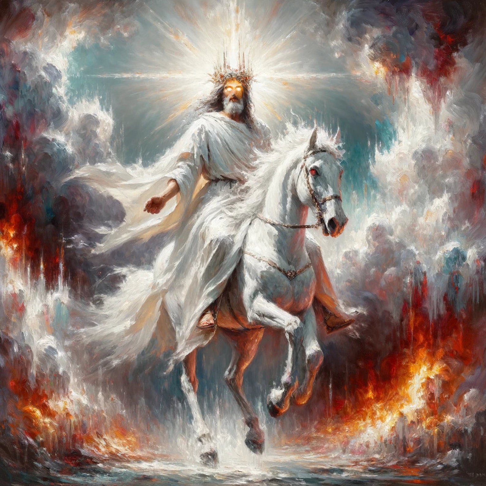 The Triumphant Return, His Eyes Were Like a Flame of Fire. Digital Art ...