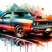Watercolor Muscle Cars Art Print, 5 Hight Resolution Muscle Cars Art ...