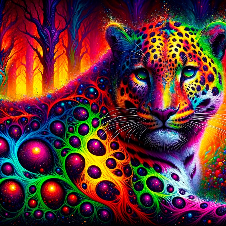 Digital Art, Psychedelic, Leopard, Vibrant Colors, Instant Download ...