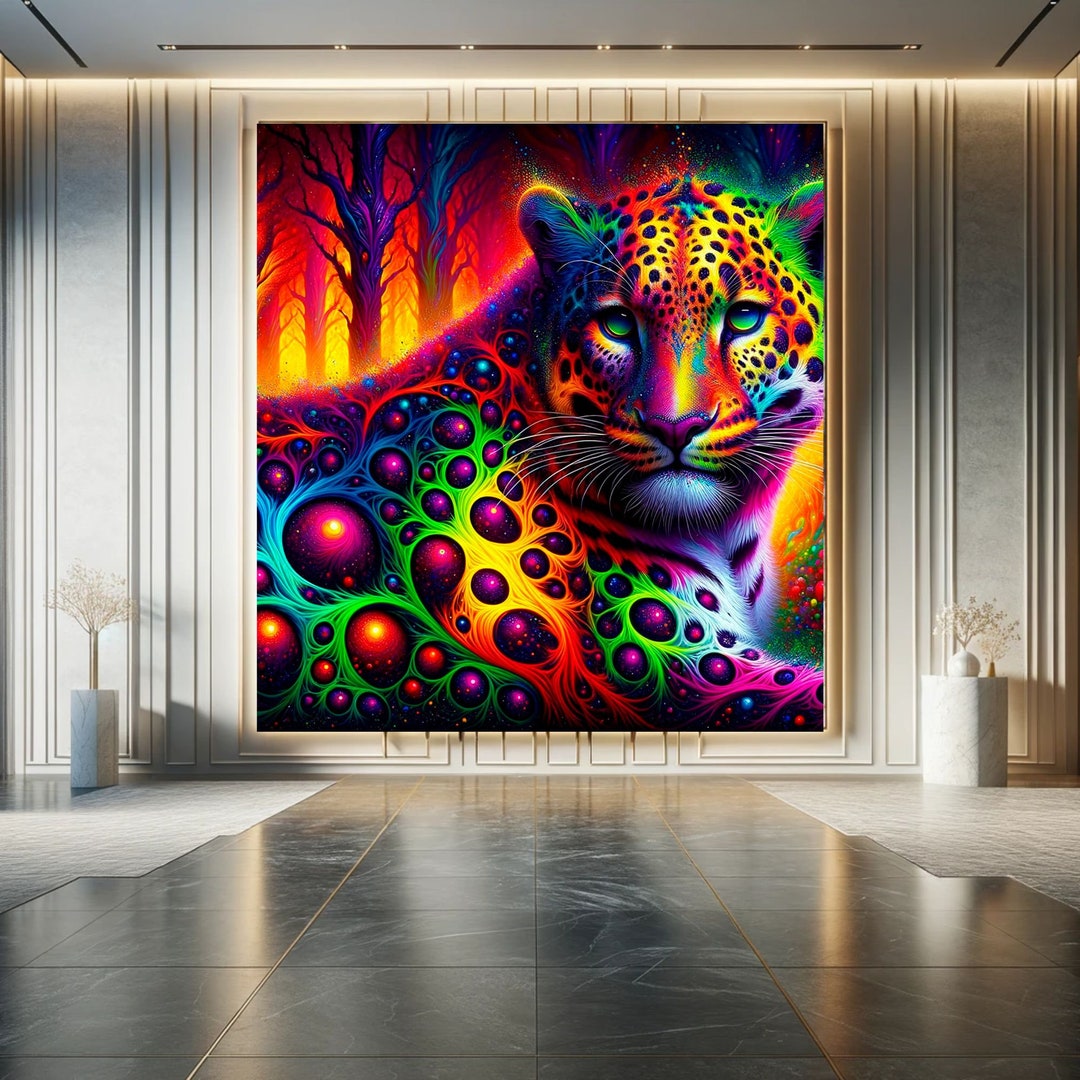 Digital Art, Psychedelic, Leopard, Vibrant Colors, Instant Download ...