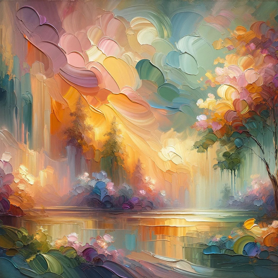 Dreamlike Painting, Colorful Palette, Nature's Beauty, Tranquil Scene ...