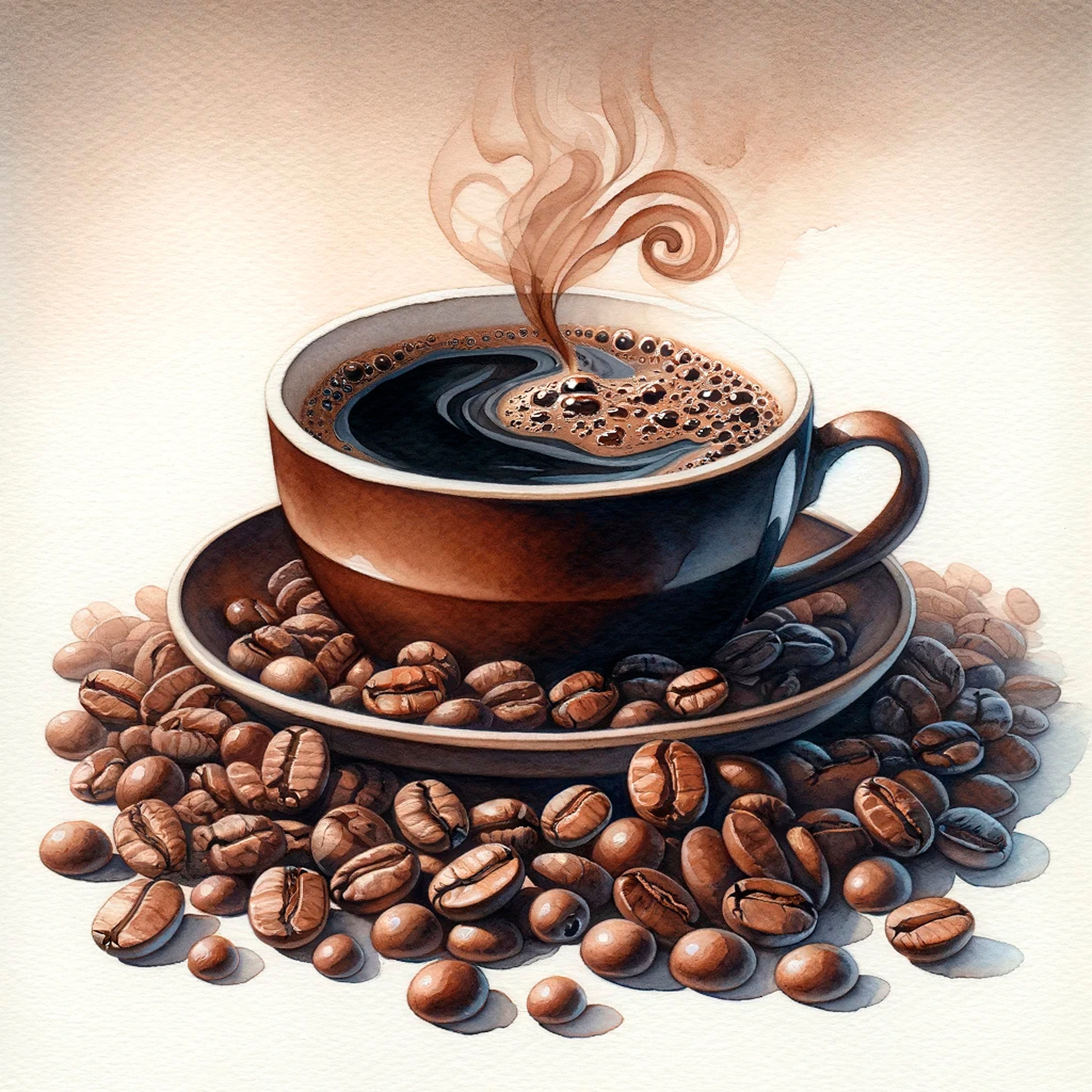 Coffe, Watercolor Coffe, Coffe Art Print, Home Decor , Office Decor ...