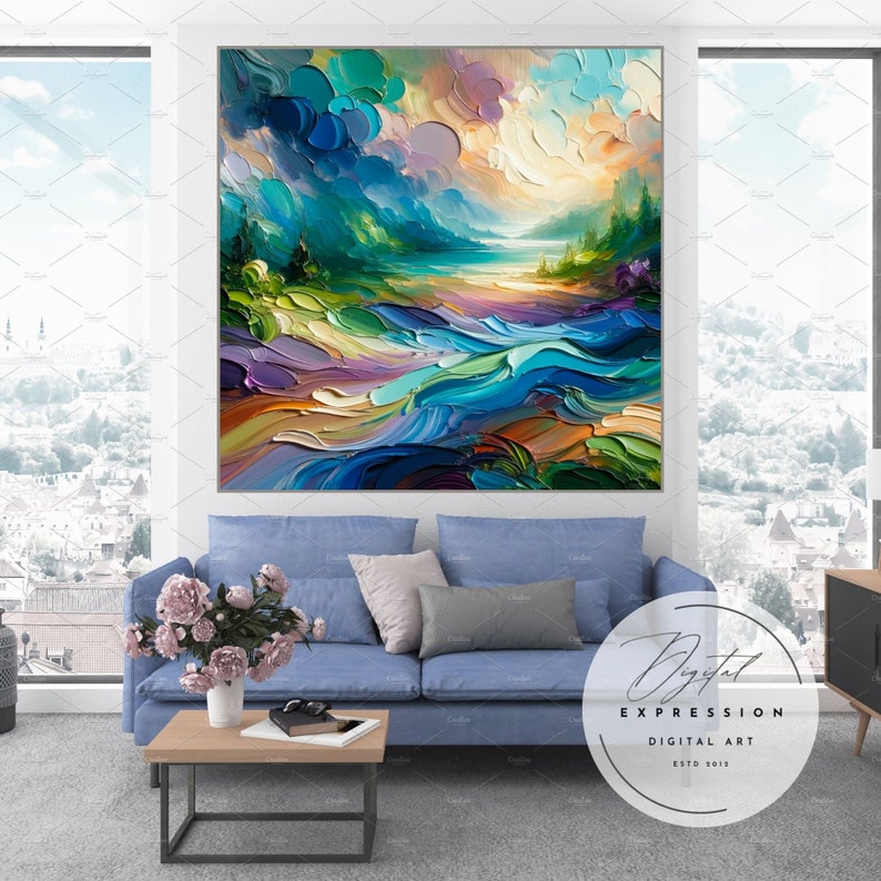 Abstract Dawn on the River of Dreams is a Piece That Captures the ...