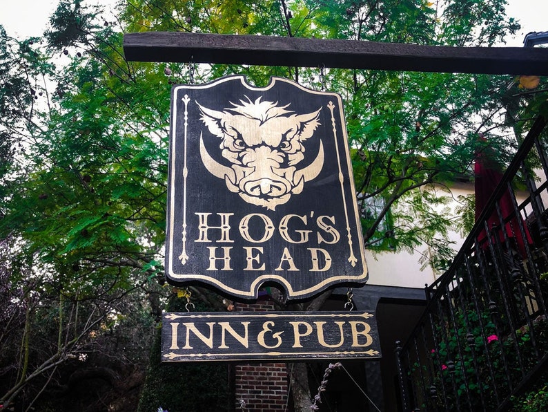 Hog's Head Inn & Pub Solid Wood and Metallic Paint Sign | Etsy