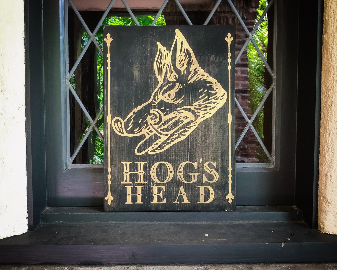 Hog's Head Pub Rustic Wooden Art Sign Harry Potter | Etsy