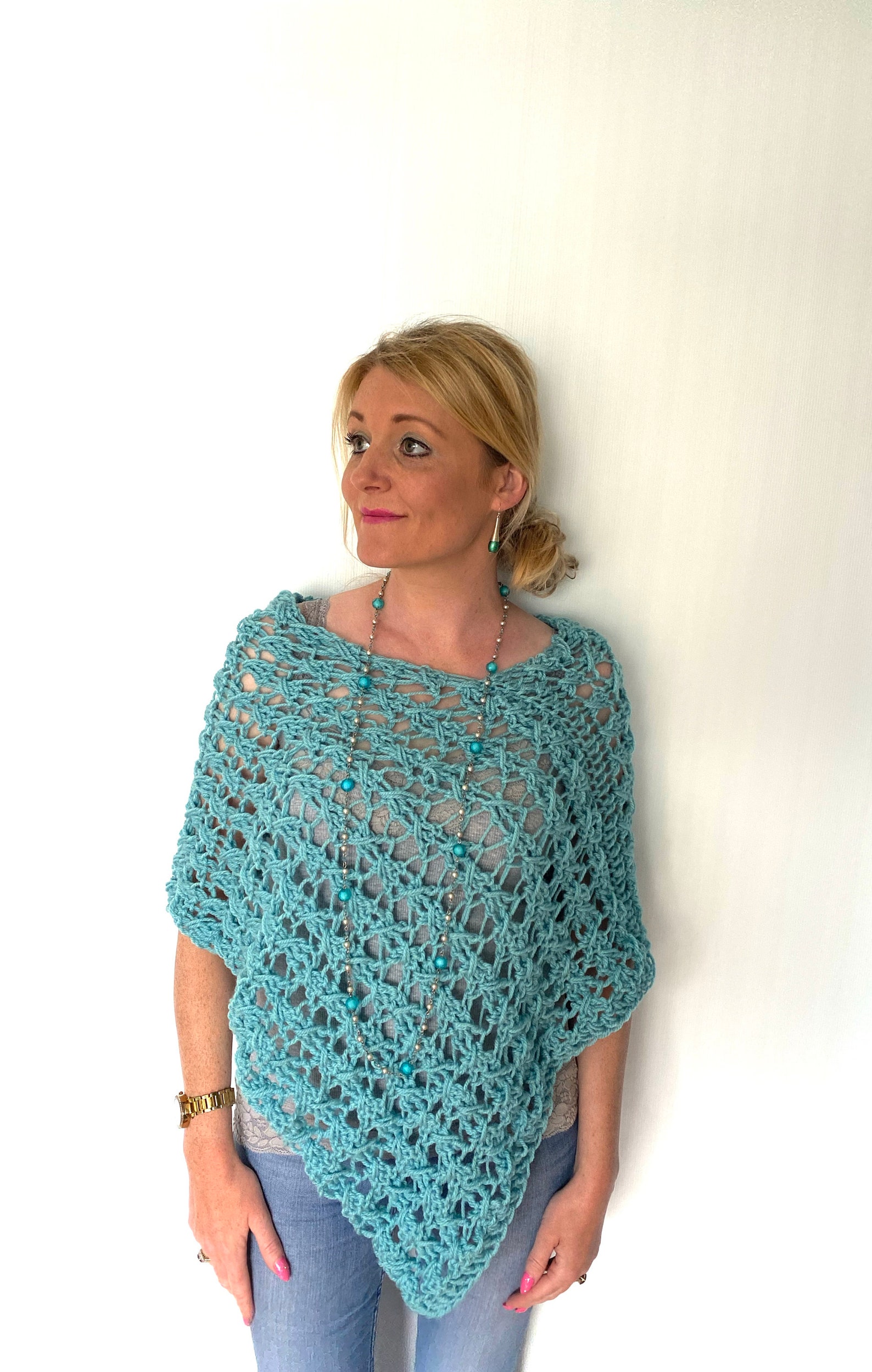 Lace Aran Poncho Pattern for Women, Pdf Crochet Pattern Modern, Irish ...