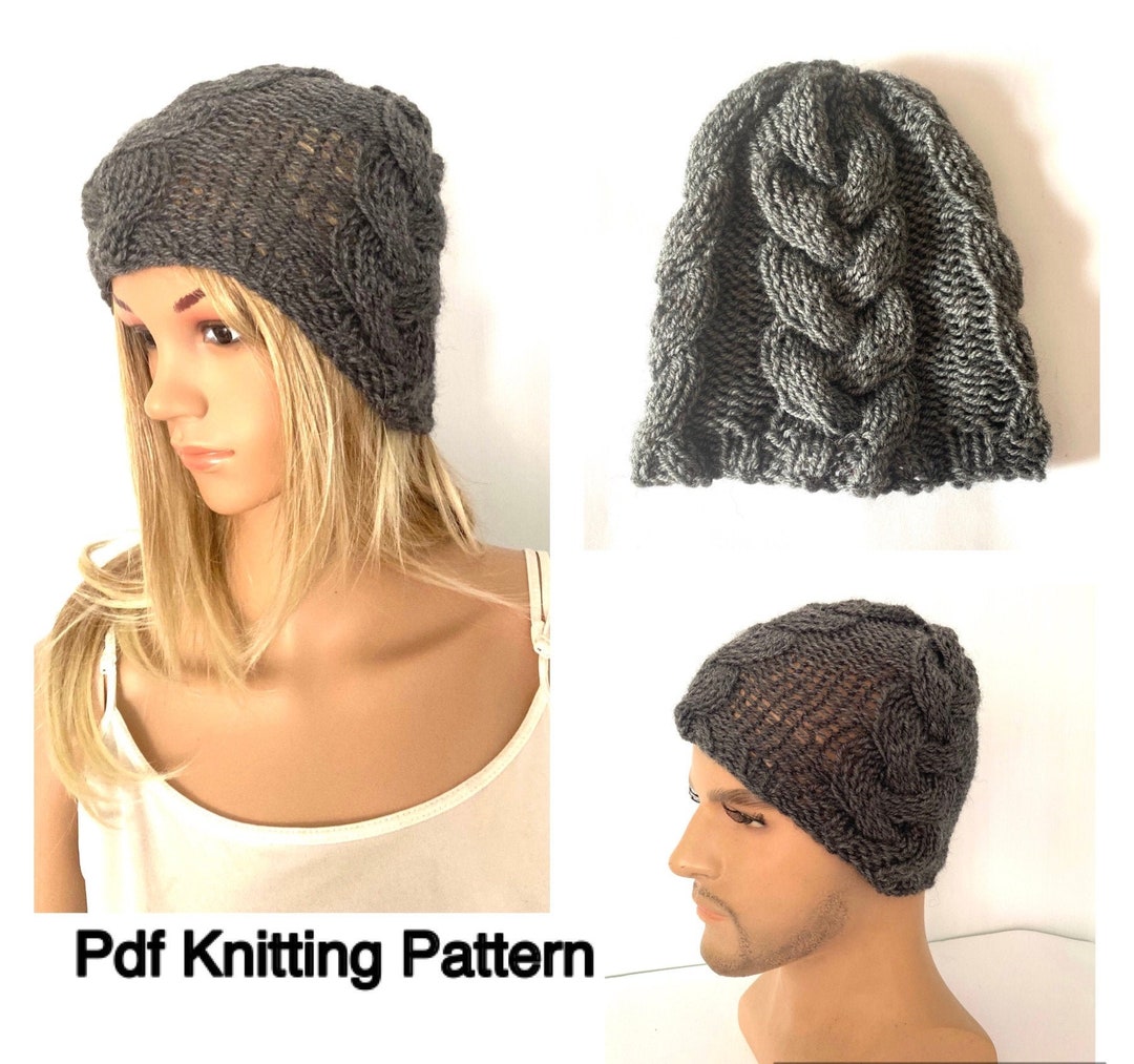 Cable Easy Knit Beanie Hat Pattern, Pdf Beginner Hat, Knit Pattern Diy, Irish Knitting Pattern ...
