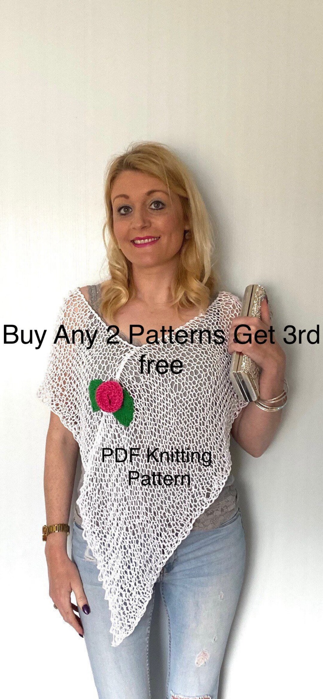 Summer Knitting Pattern, Poncho Knitting Flower Pattern, Pdf Instant ...