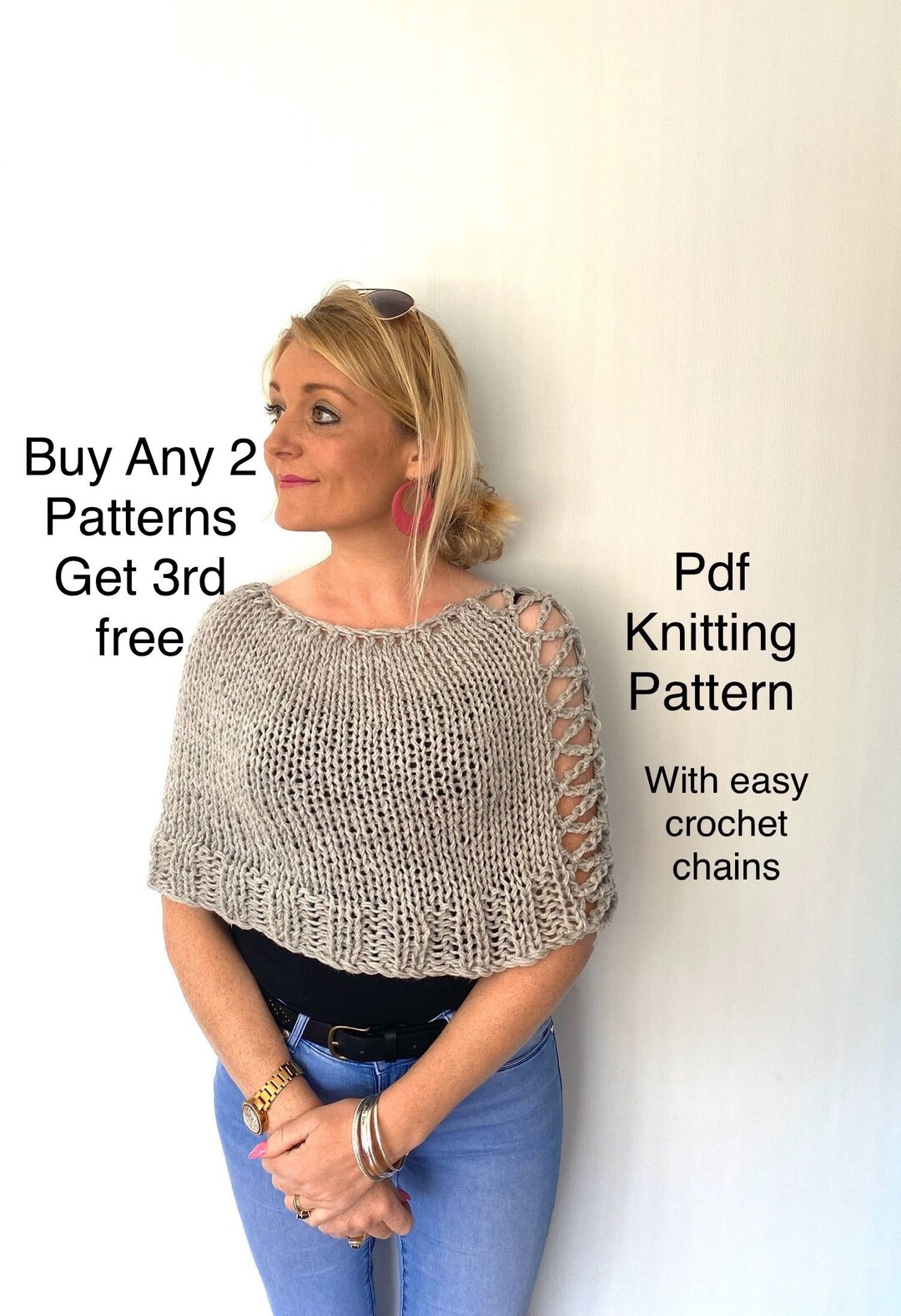 Modern Knitting Pattern for Women, Poncho Cape Knitting Crochet Pattern ...