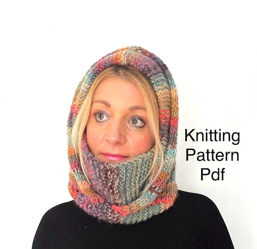 Hooded Cowl Knitting Pattern, Hood Scarf Pattern, Easy Knitting Pattern ...