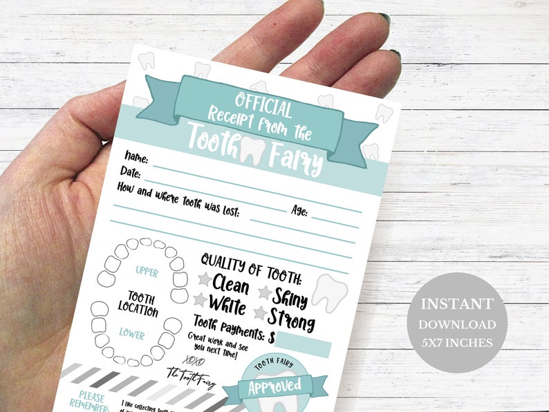 Tooth Fairy Receipt Printable Lost First Tooth Certificate - Etsy
