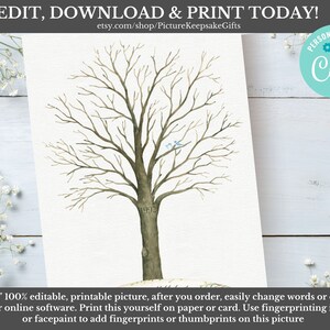 Woodland Fingerprint Tree, Guest Fingerprint Tree Template, Printable ...