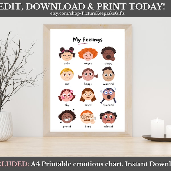 Emotions Laminated Chart - Etsy