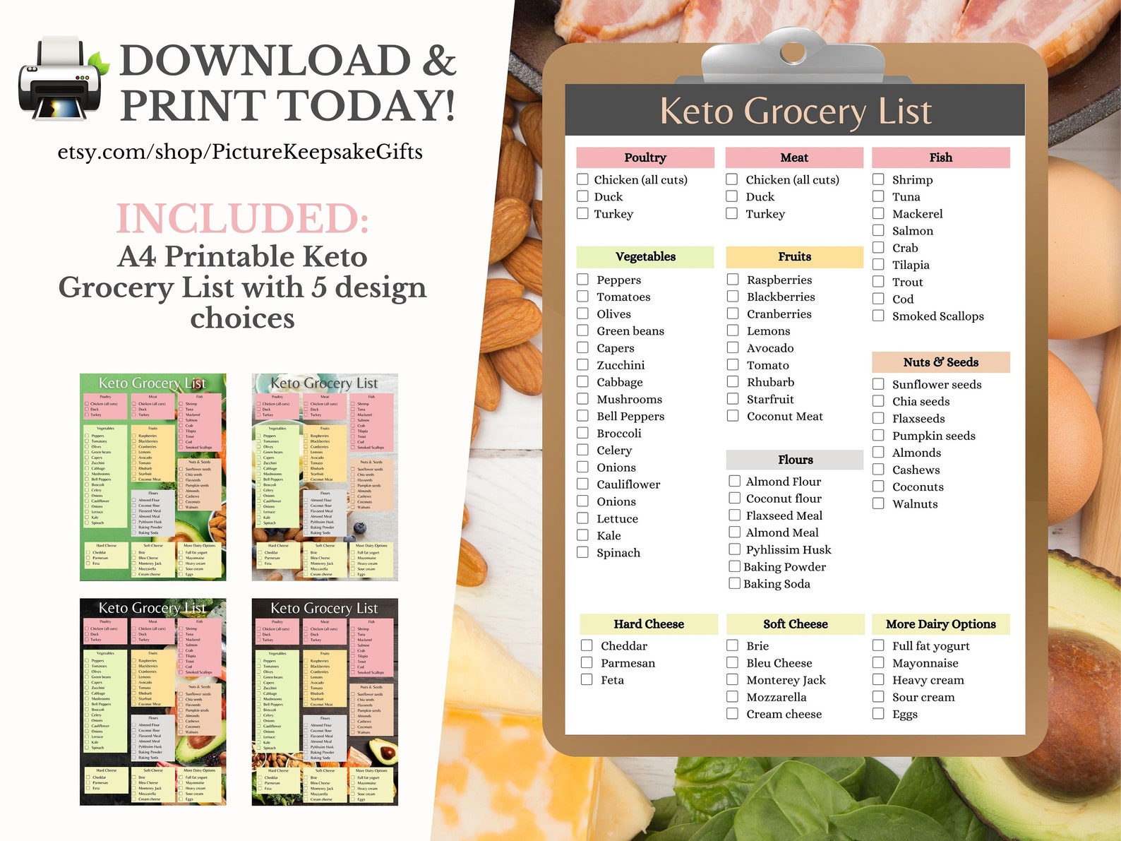 Keto Grocery List Keto Food List Keto Diet Foods List Keto - Etsy UK