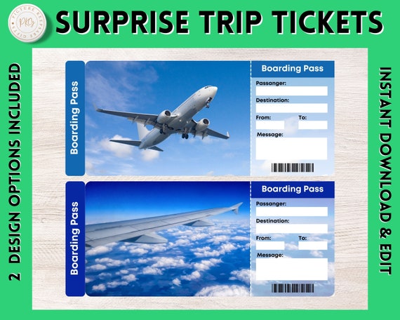 Printable Flight Surprise Gift Ticket Plane Printable - Etsy