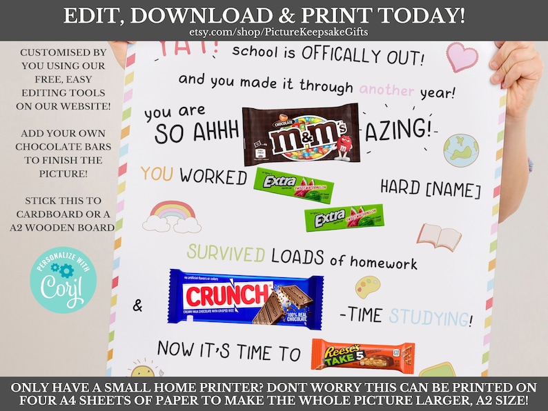 PRINTABLE Congrats Grad Candy Bar Poster Sign Personalized - Etsy