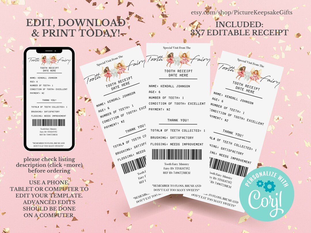 Tooth Fairy Receipt Template, Lost Tooth Certificate, Tooth Fairy ...