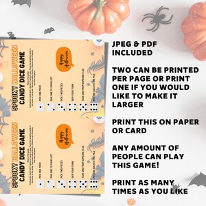 PRINTABLE Halloween Candy Dice Game, Spooky Halloween Party Game ...