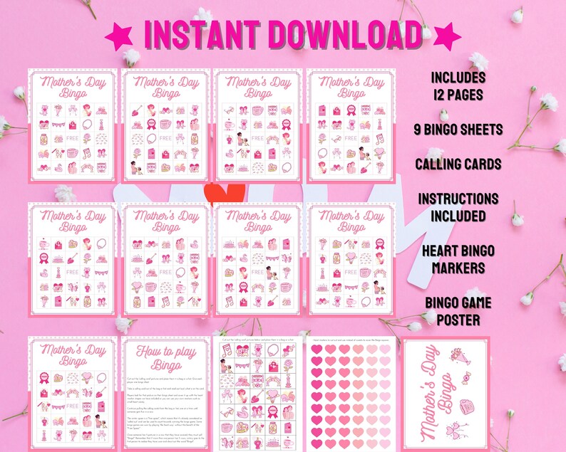 Mother's Day Bingo Game Easy to Print & Play Family | Etsy