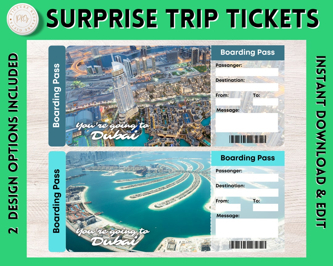 Printable DUBAI Surprise Gift Ticket DUBAI Printable - Etsy