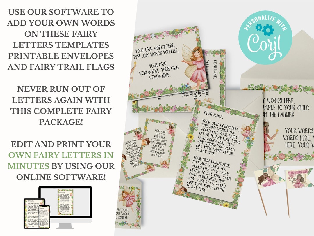 Fairy Letters, From a Fairy, INSTANT EDITABLE. Fairyland, Fairies for ...