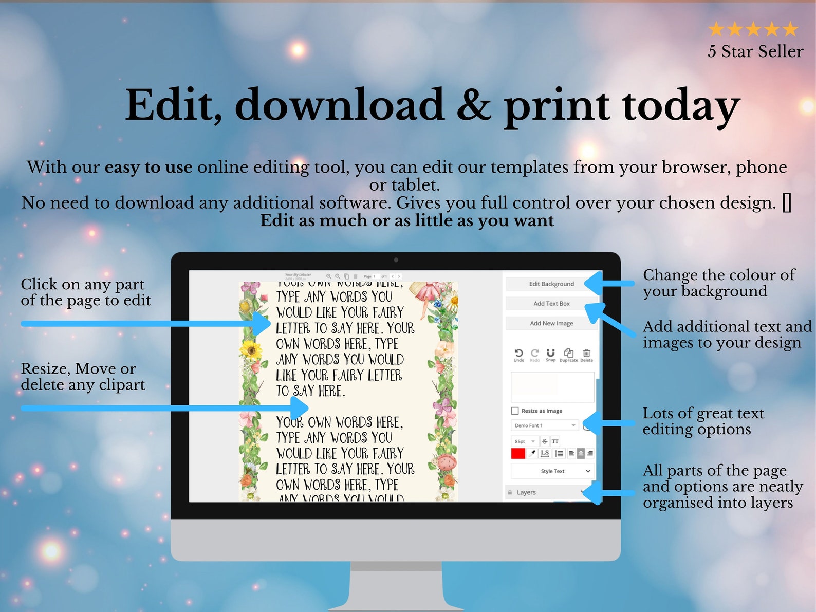 Fairy Letters, From a Fairy, INSTANT EDITABLE. Fairyland, Fairies for ...