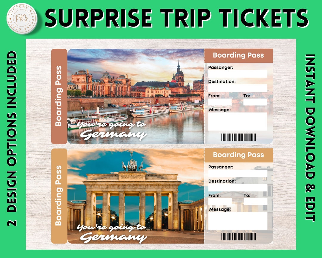 Printable GERMANY Surprise Gift Ticket GERMANY Printable Boarding Pass ...