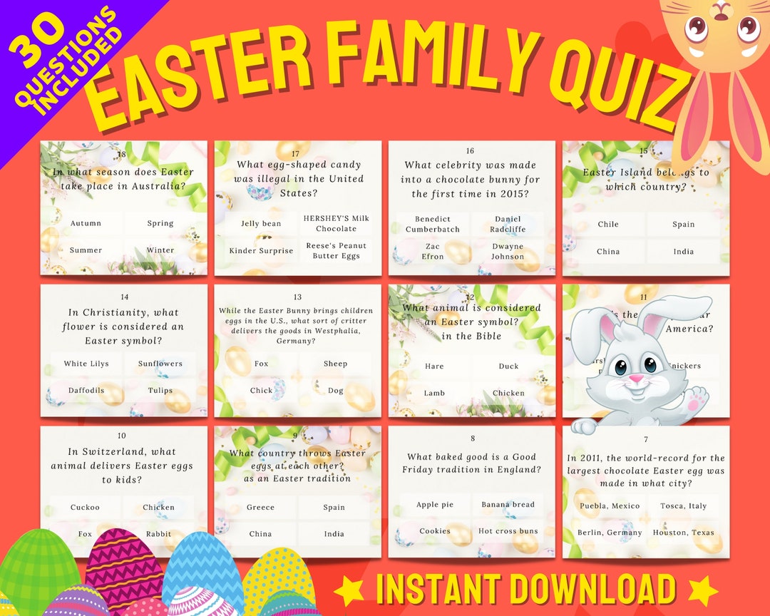 Easter Friendly Quiz Party Game of Guessing Top Answers Family Game ...