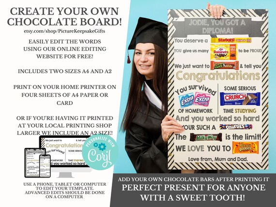 PRINTABLE Congrats Grad Candy Bar Poster Sign Chocolate - Etsy
