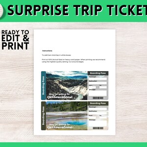 Printable YELLOWSTONE Surprise Gift Ticket YELLOW STONE Printable ...