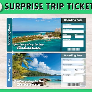 Printable BAHAMAS Surprise Gift Ticket BAHAMAS Printable Boarding Pass ...