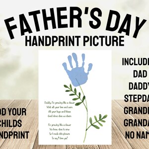 PRINTABLE Fathers Day Handprint Craft, Growing Like a Flower, Fathers ...